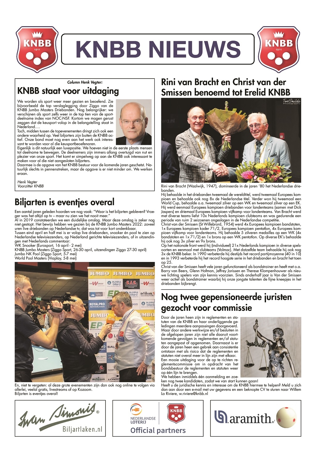 Een mooie, nieuwe, direct-na-Masters BiljartBallen krant! | KNBB